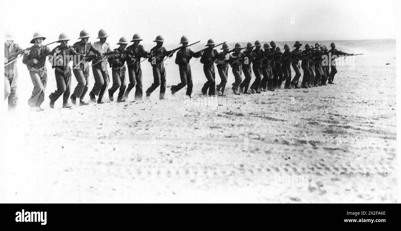 INFANTRY TRAINING IN THE DESERT - Bayonet drill, advancing in line for ... INFANTRY TRAINING IN THE DESERT - Bayonet drill, advancing in line for ...