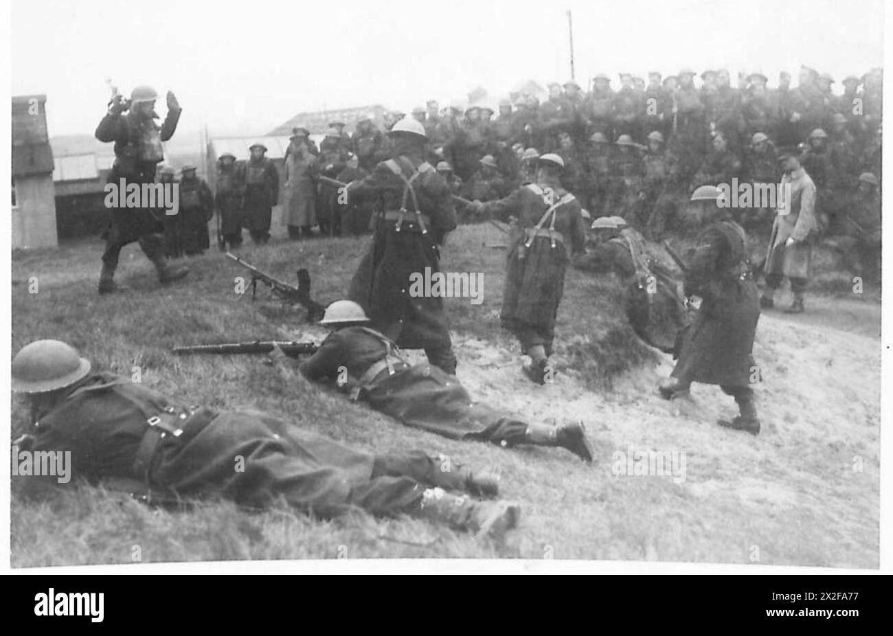Provincial journalists observe a British Army demonstration at Altcar ...