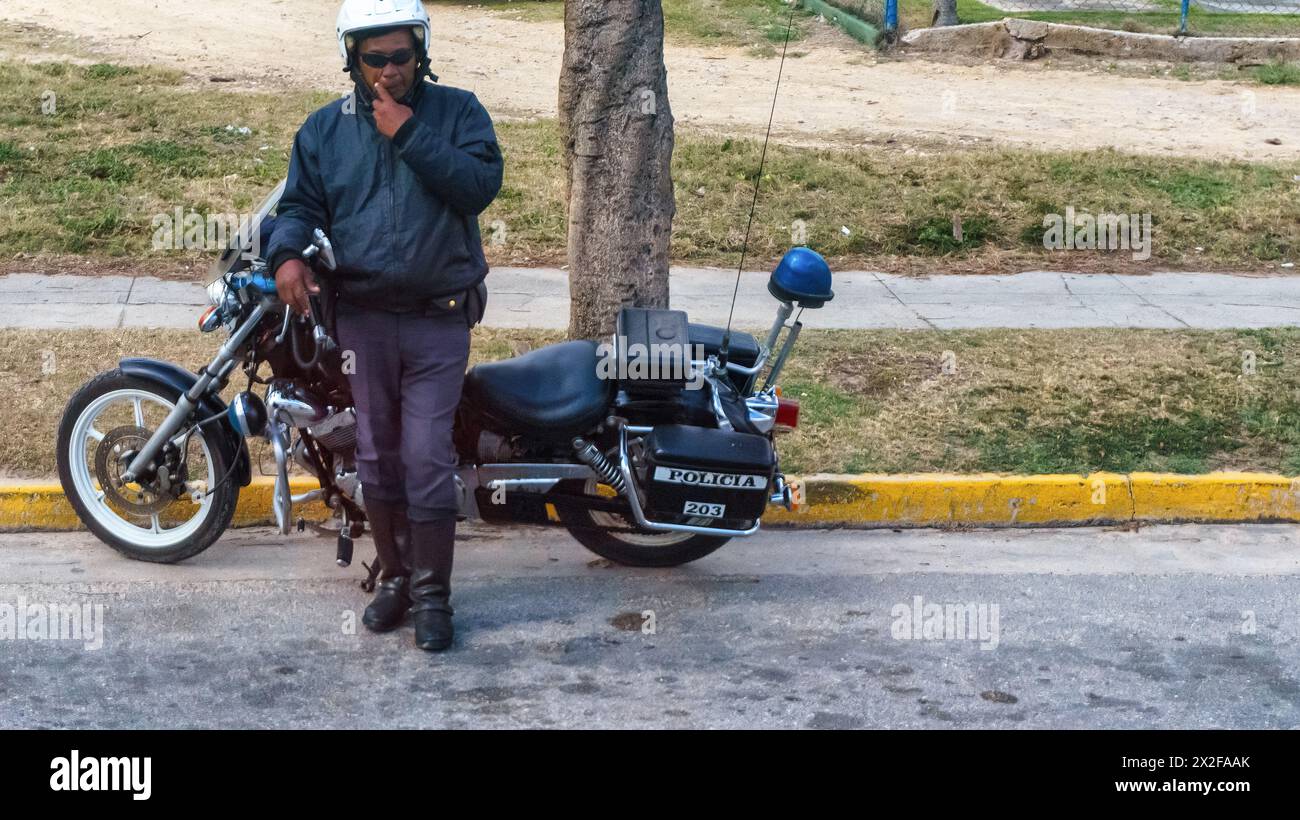 Motorcycle traffic police officer, Cuban or Cuba PNR, Policia Nacional ...