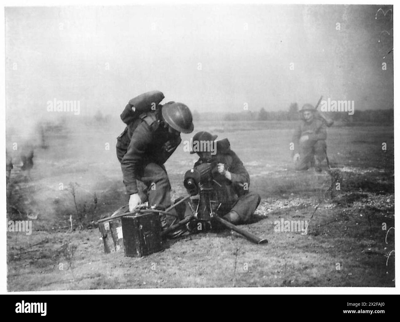 2ND ROYAL NORTHUMBERLAND FUSILIERS - A machine gun set up ready for ...