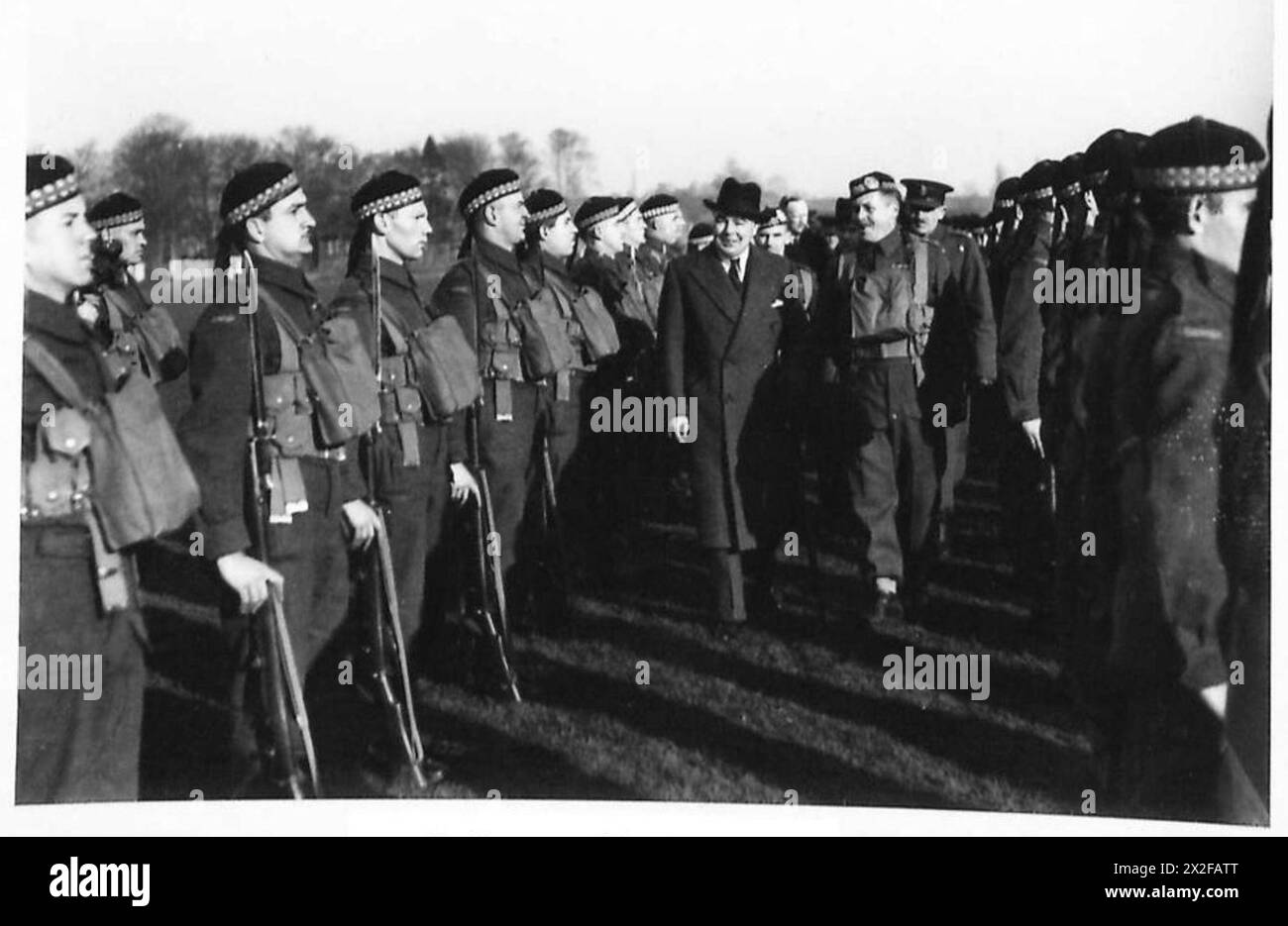 Mr. Hore-Belisha inspects Canadian troops stationed at Aldershot as ...