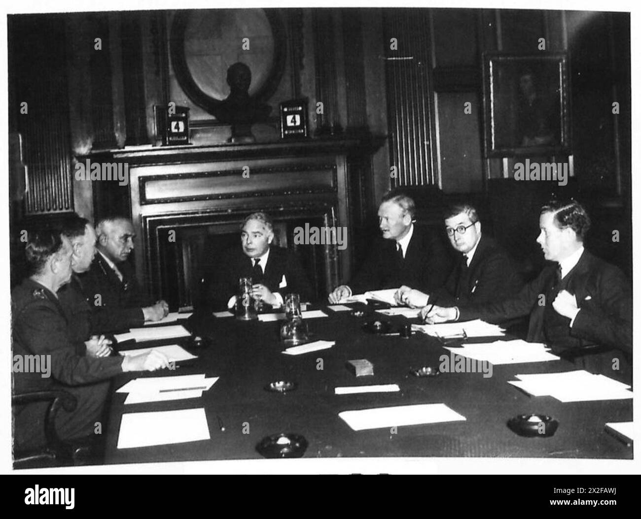 WAR CABINET - Mr. Hore-Belisha with General Sir Edmund Ironside and the ...