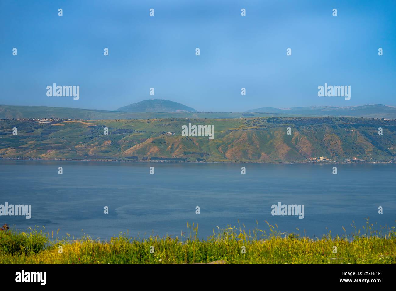 View of the Sea of Galilee [Lake Kineret or Lake Tiberias], Israel ...