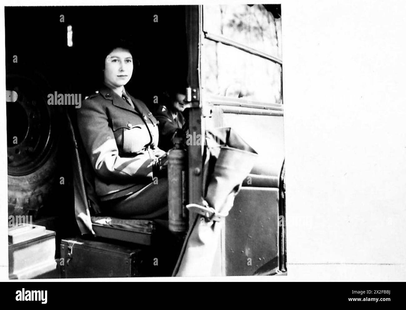 negative - Princess Elizabeth seated at the driving wheel of an ...
