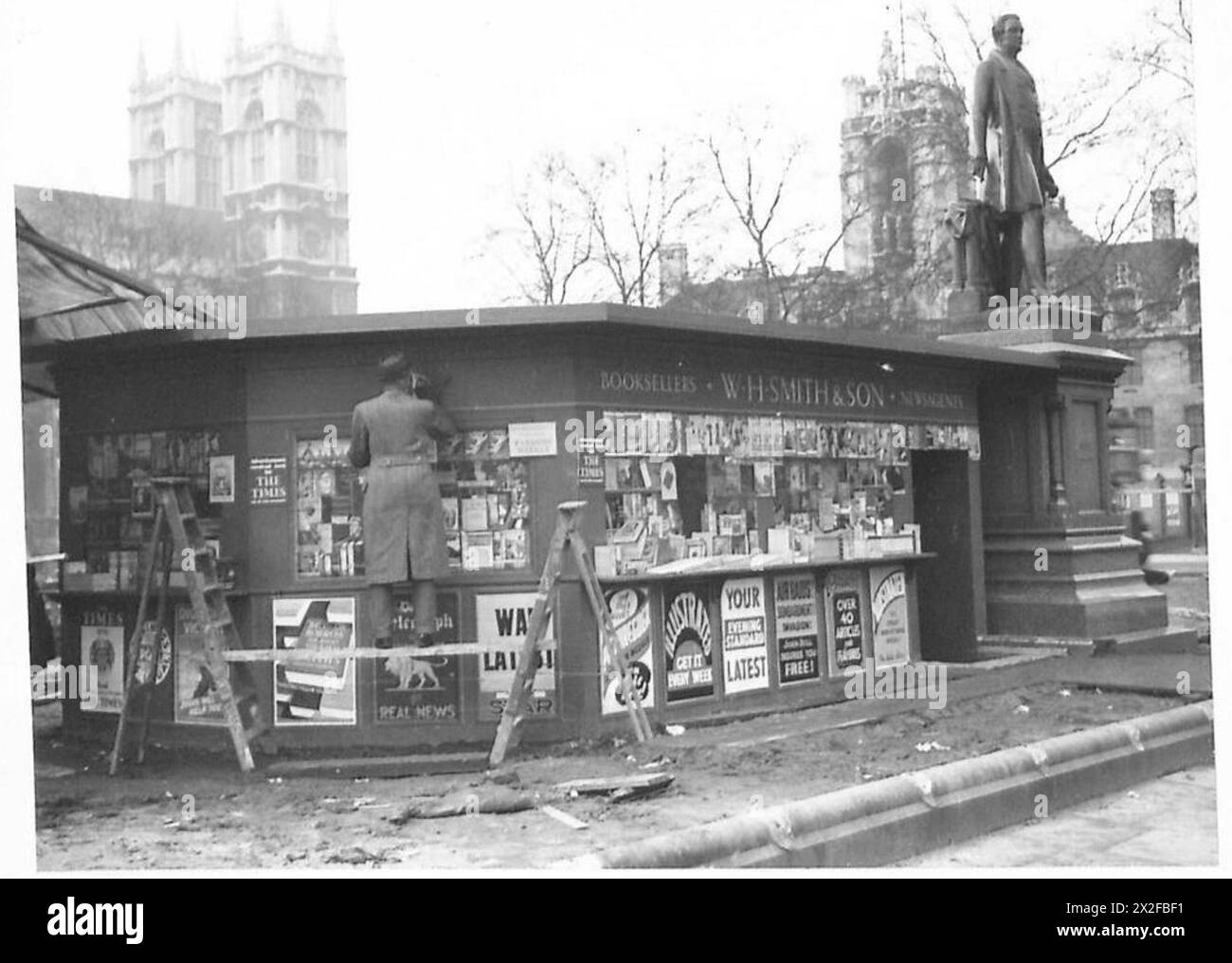 A newly constructed blockhouse in Parliament Square is camouflaged by ...