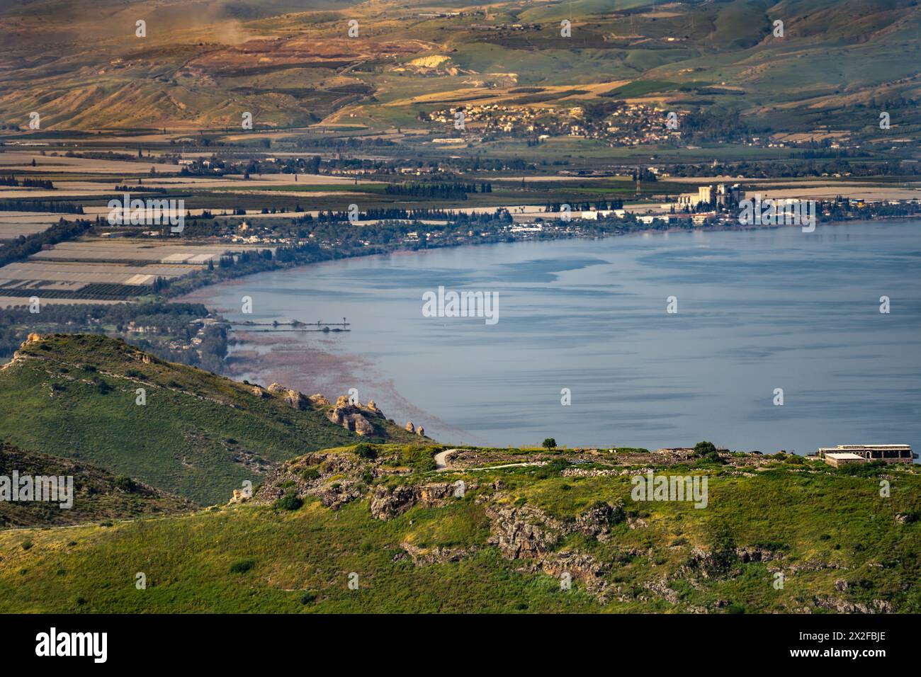 View of the Sea of Galilee [Lake Kineret or Lake Tiberias], Israel ...