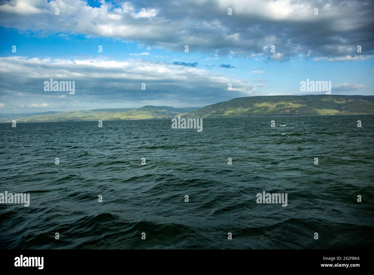 View of the Sea of Galilee [Lake Kineret or Lake Tiberias], Israel ...