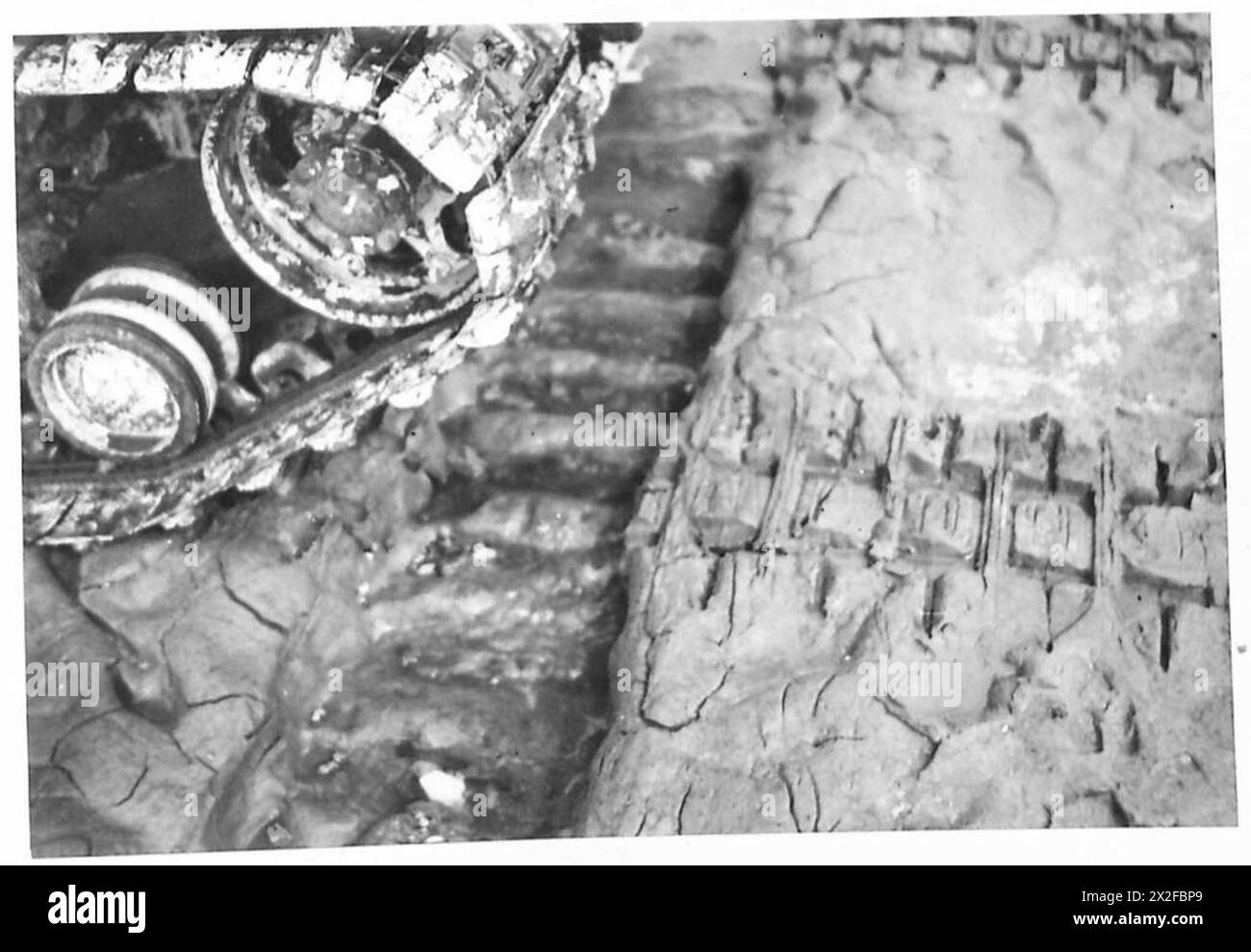 SPECIAL ASSIGNMENT FOR 79TH ARMOURED DIVISION - Track marks made by the ...
