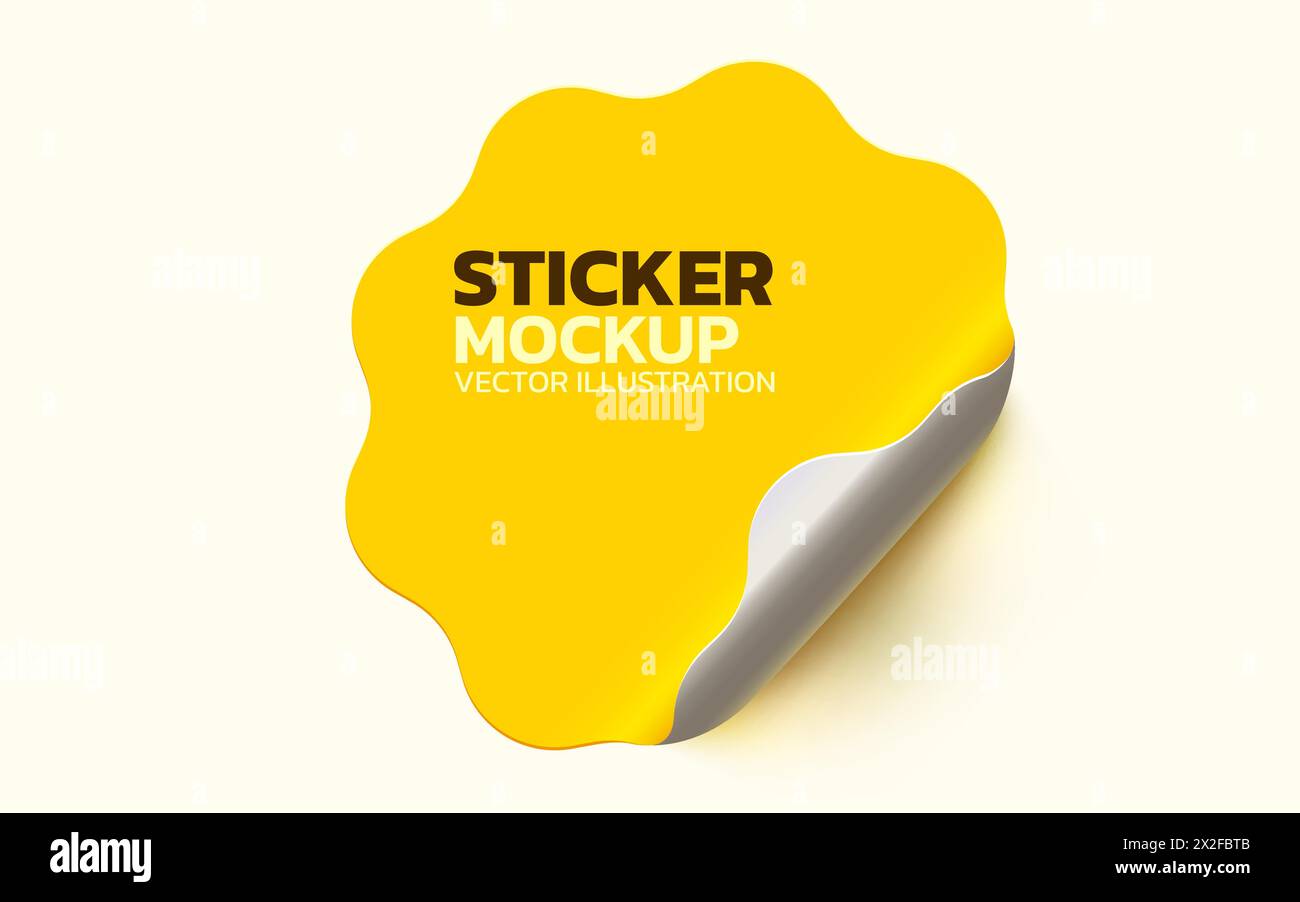 Sticker with peel off corner isolated on white background. Vector ...