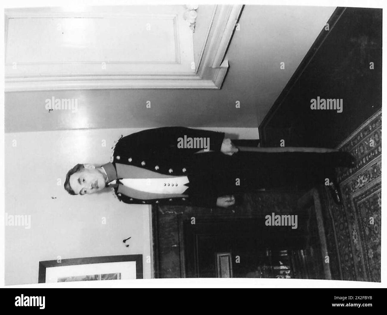 A glass photographic negative depicts British Army personnel in dress ...