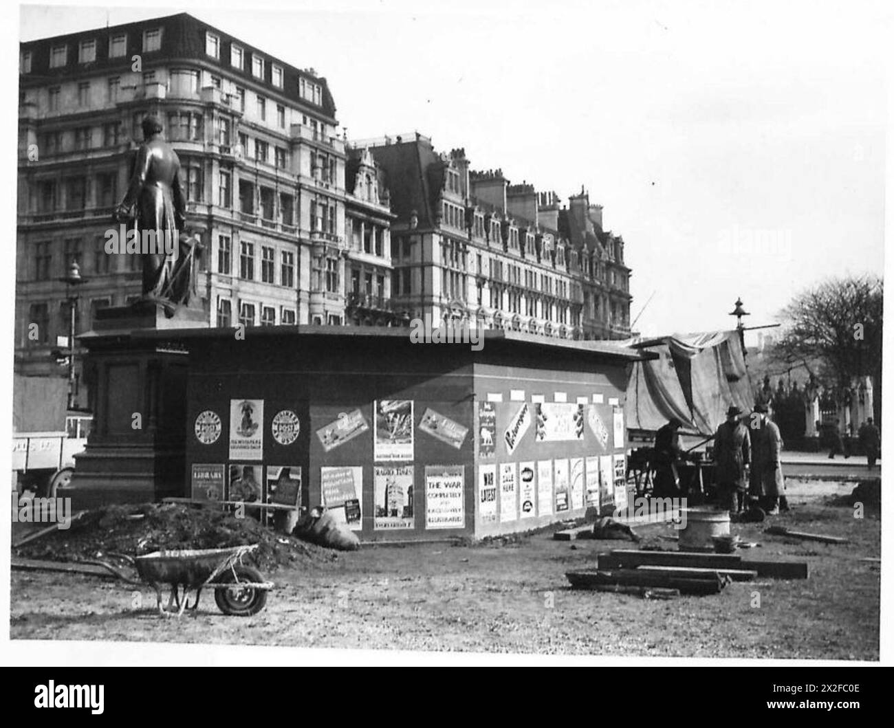A newly constructed blockhouse in Parliament Square is camouflaged for ...