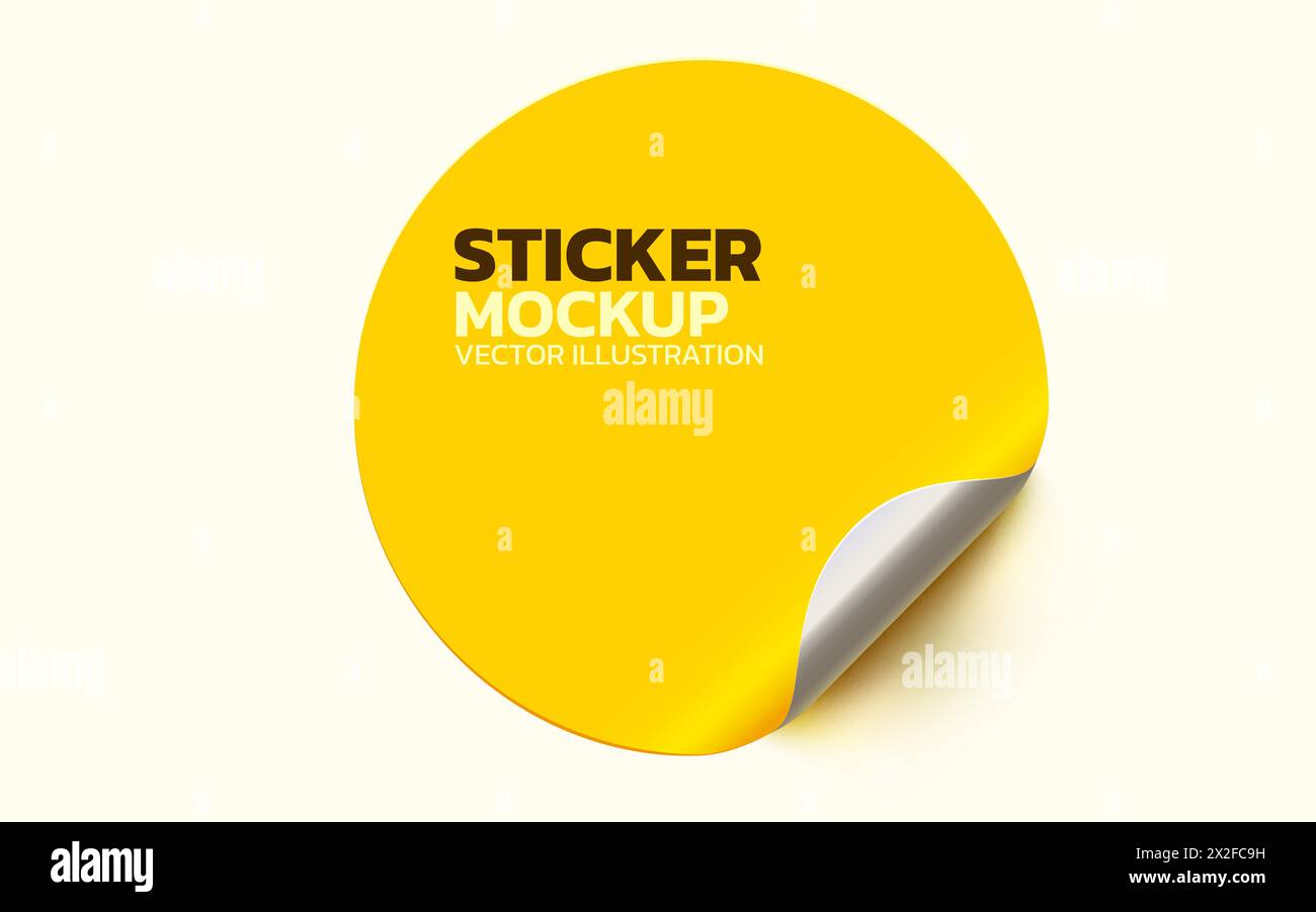 Sticker with peel off corner isolated on white background. Vector ...