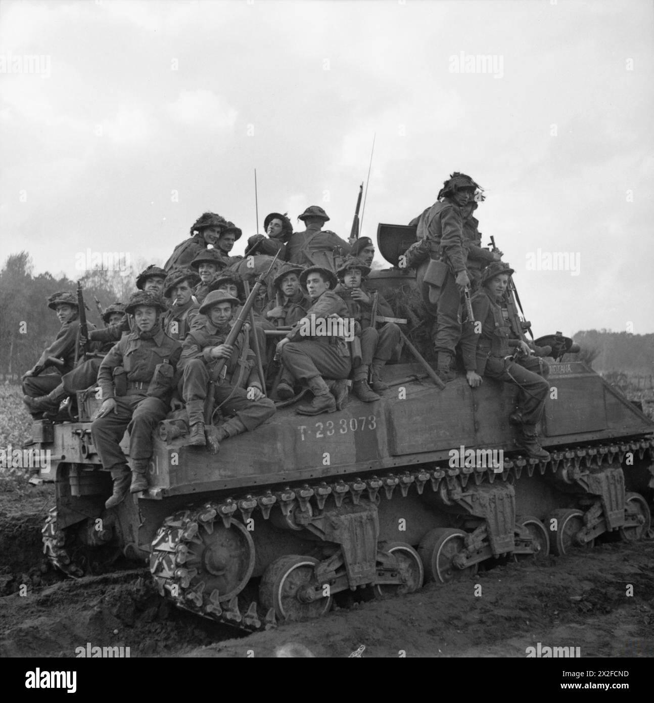 Infantry of the 51st Highland Division are transported into battle ...