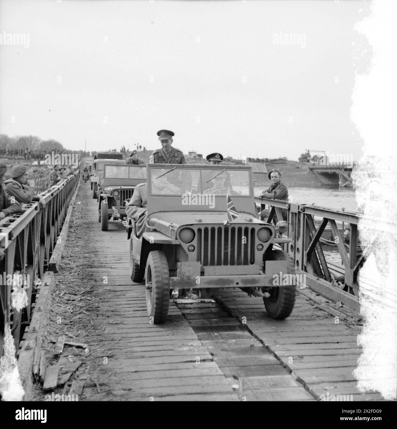 Winston Churchill crosses the Rhine River in a jeep with Lieutenant ...