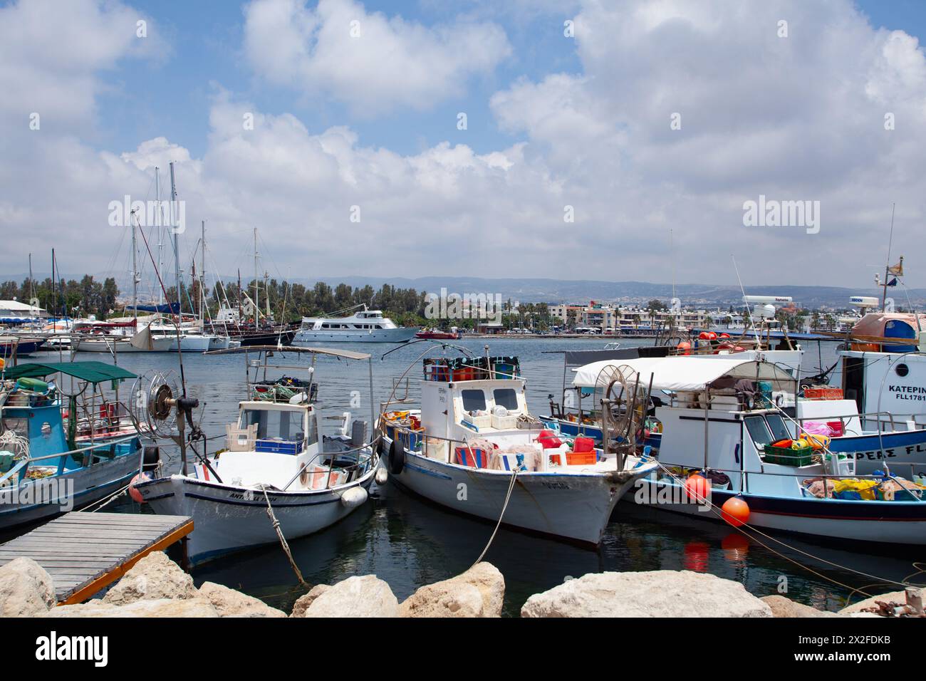 Local fishing boats in the Limassol harbour, Cyprus Stock Photo - Alamy