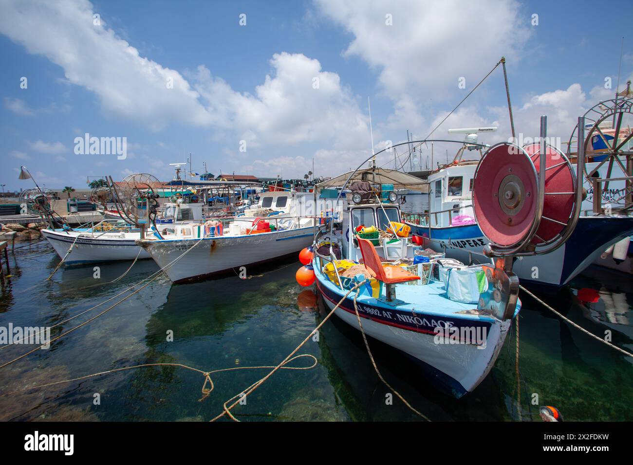 Local fishing boats in the Limassol harbour, Cyprus Stock Photo - Alamy