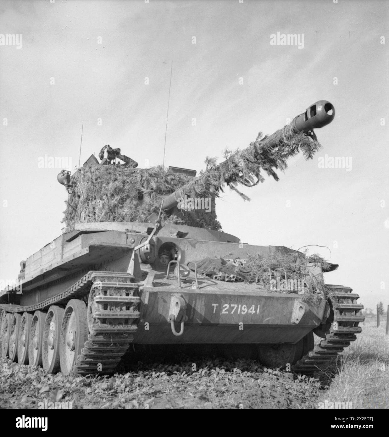 A Challenger tank of the 15/19th Hussars, 11th Armoured Division, is seen in Holland on 17 ...
