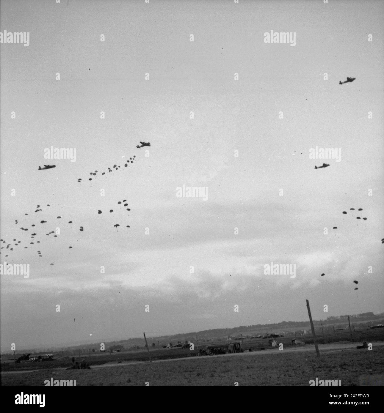 THE BRITISH ARMY IN NORMANDY 1944 - Stirling bombers dropping supplies ... THE BRITISH ARMY IN NORMANDY 1944 - Stirling bombers dropping supplies ...