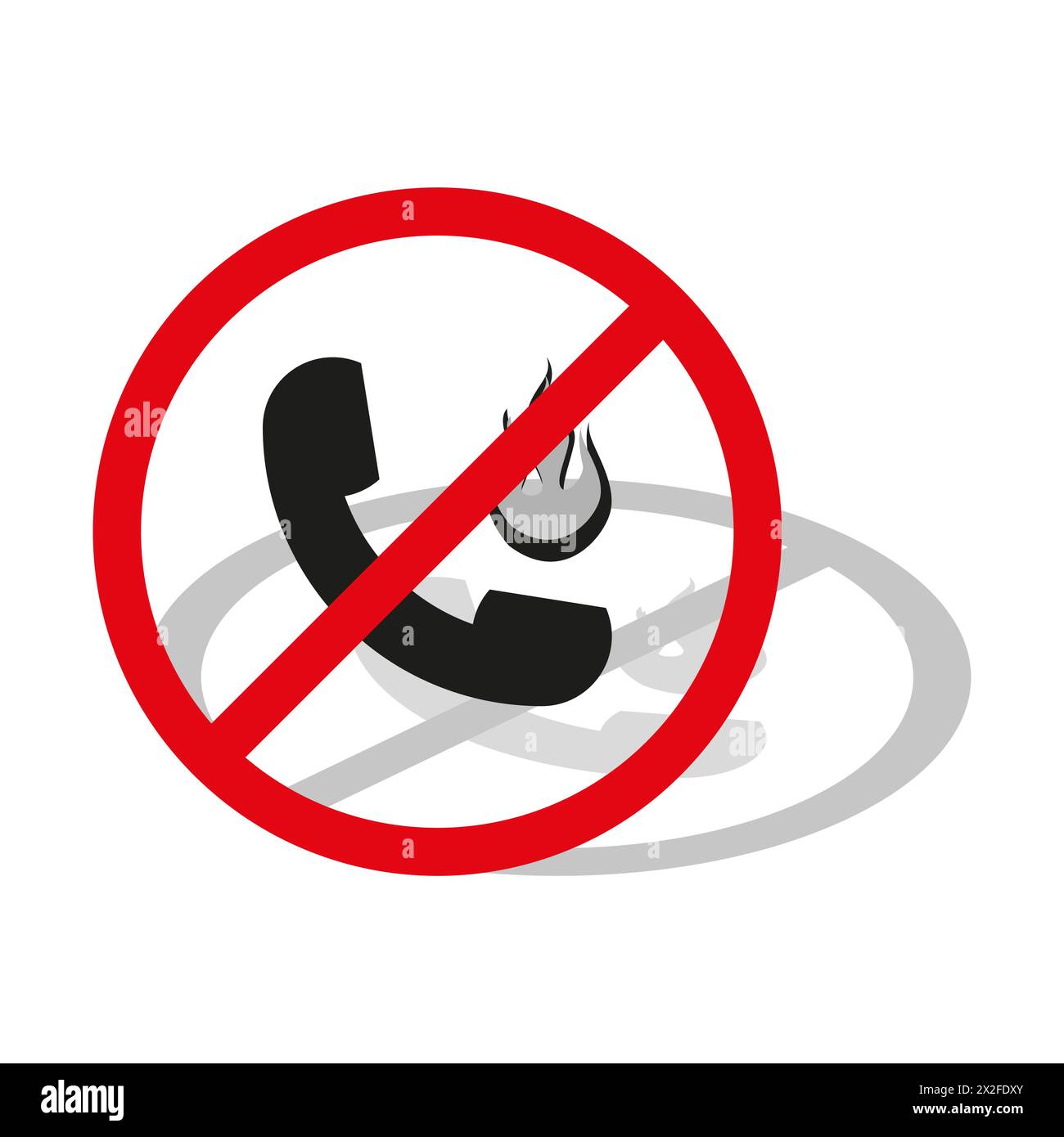 No fire calls symbol. Prohibited burning phone icon. Flame and ...
