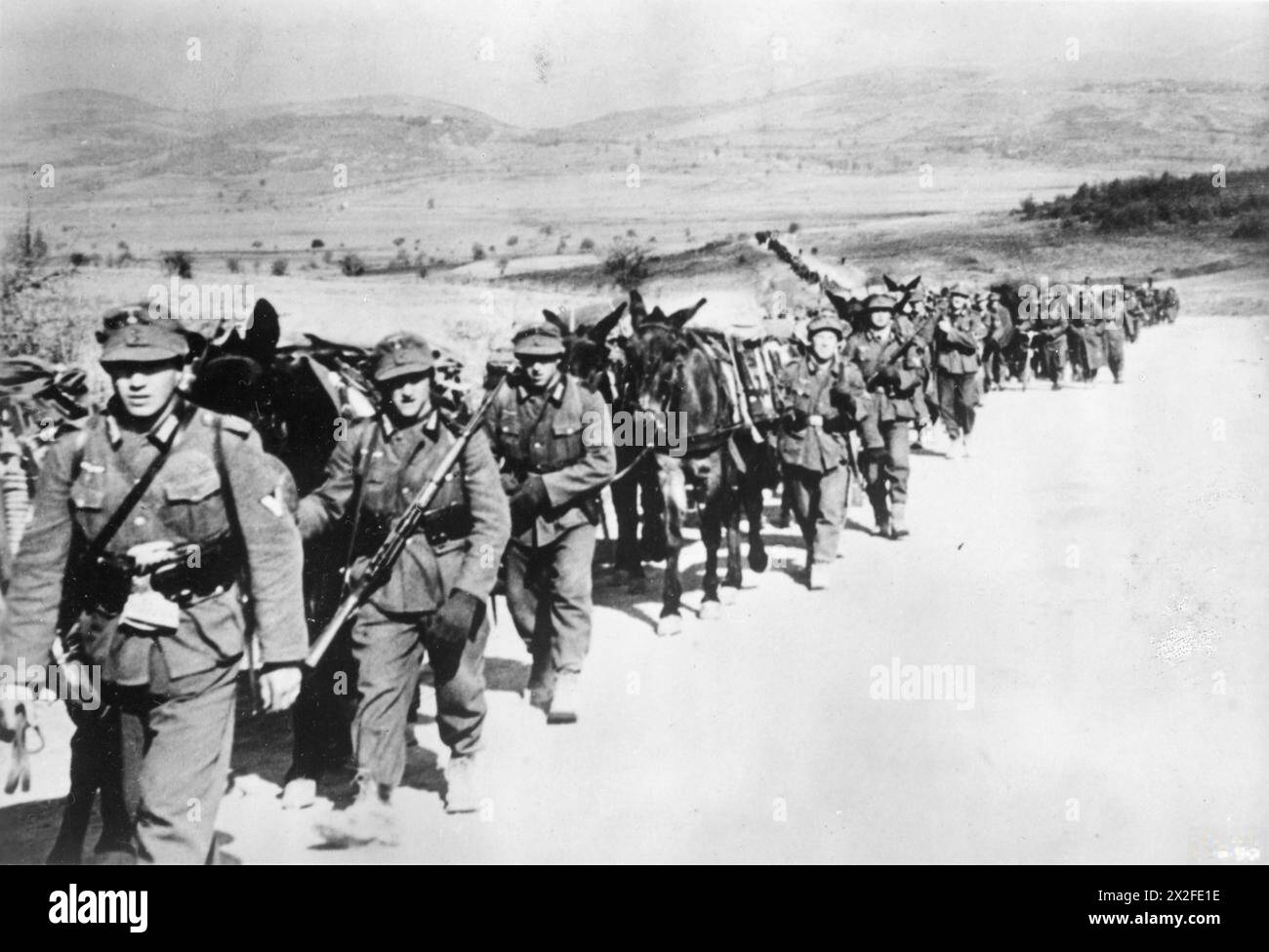 THE GERMAN INVASION OF YUGOSLAVIA, APRIL 1941 - A column of German ...