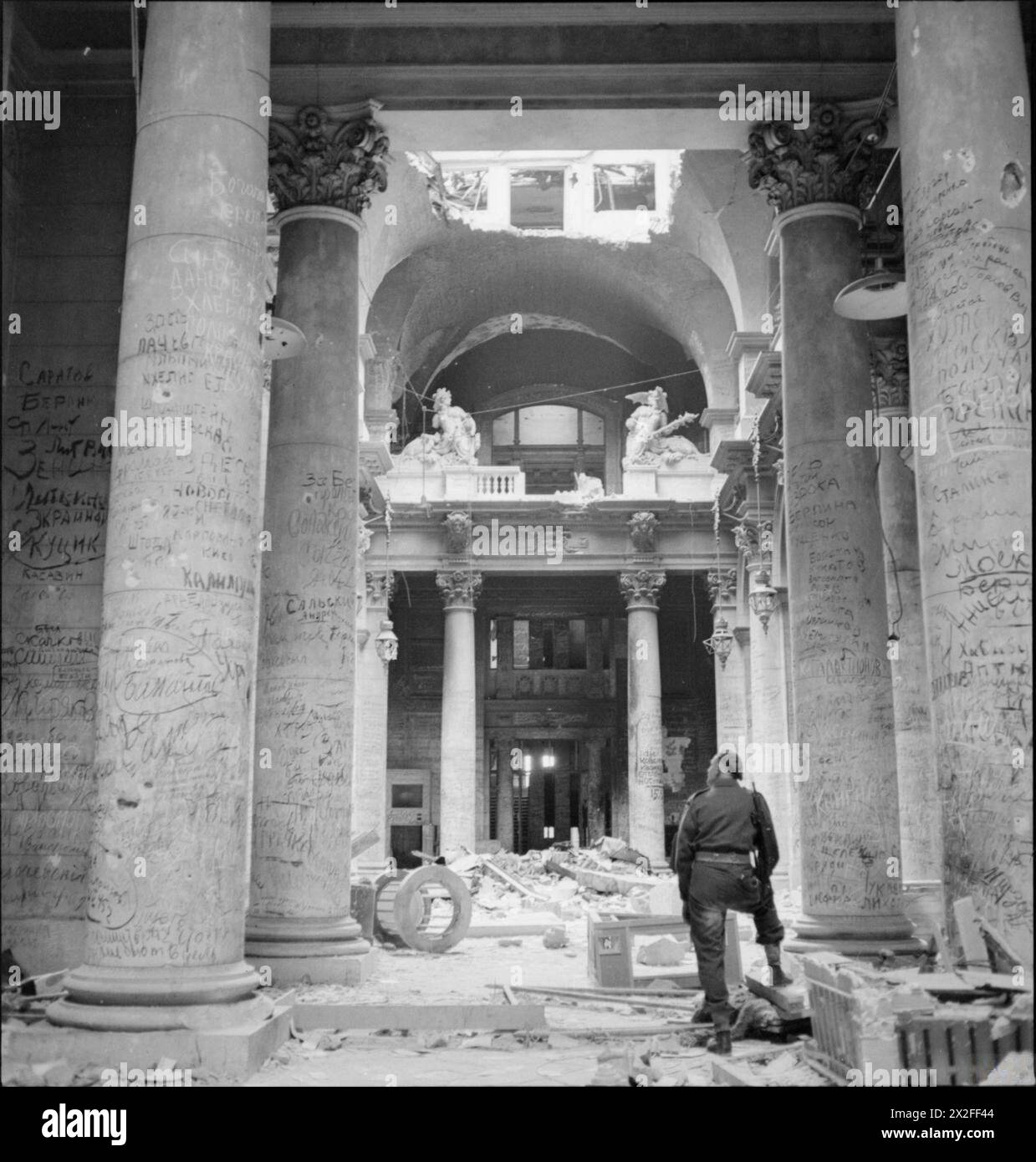 GERMANY UNDER ALLIED OCCUPATION - Graffiti left by Russian soldiers ...