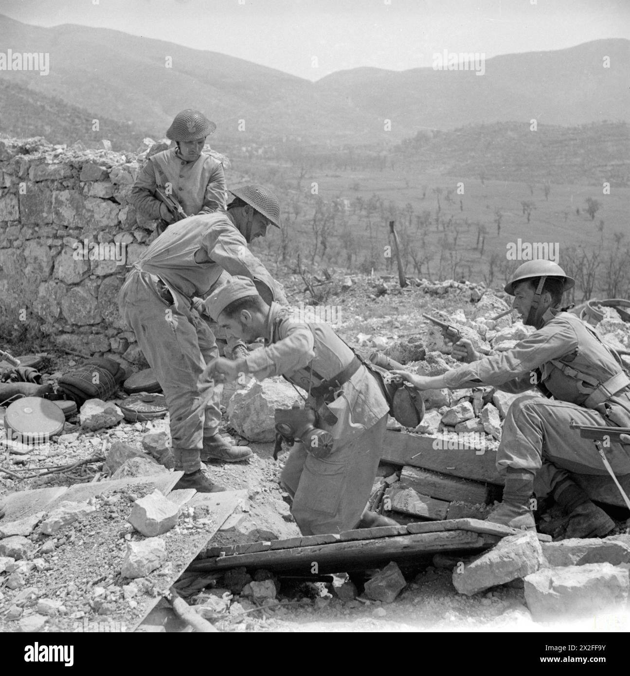 A bunker at Piedimonte San Germano, manned by German paratroopers, is ...