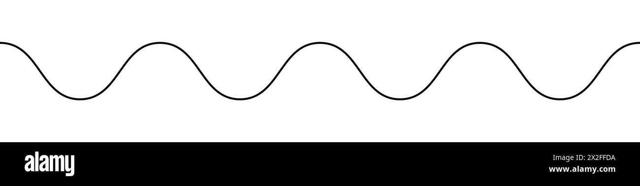 Sine wave, black and white sinusoidal line sinusoid - vector seamless ...