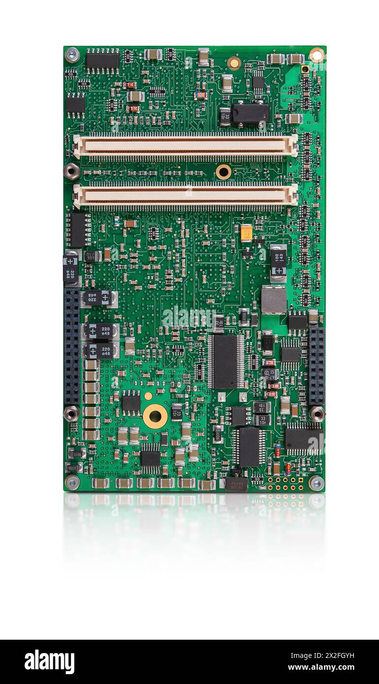 Close Up Of An Embedded Cpu Module With Integrated Chips And Connectors