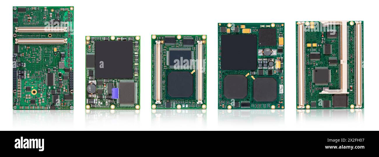 Collection of different types of embedded CPU modules with integrated ...