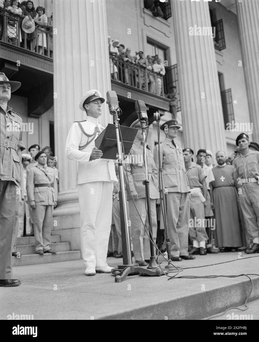 Supreme Allied Commander Lord Louis Mountbatten announces the surrender ...