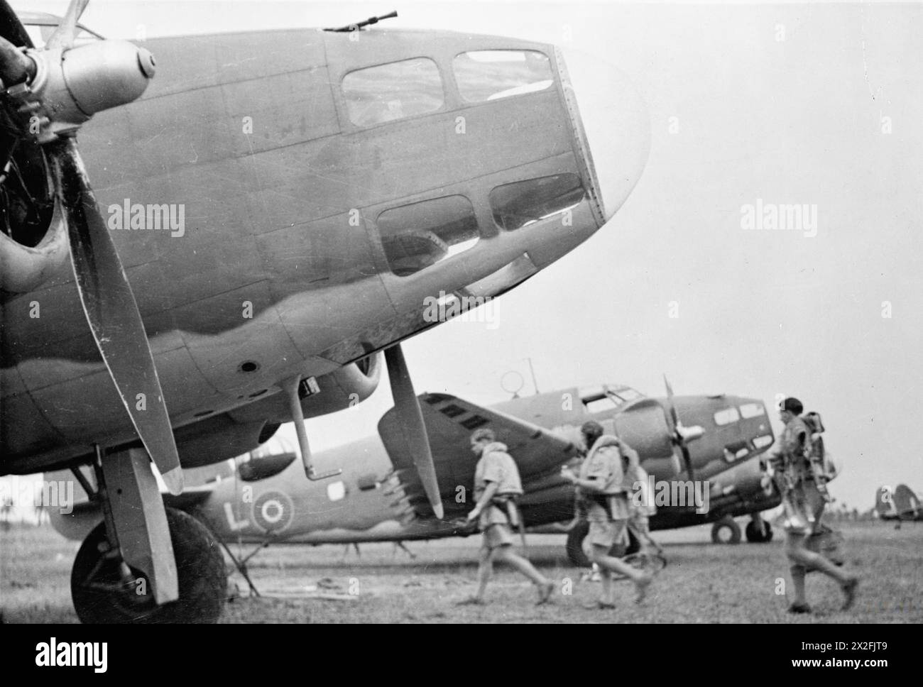 Hudson aircraft crews prepare to take off for a sortie against enemy ...