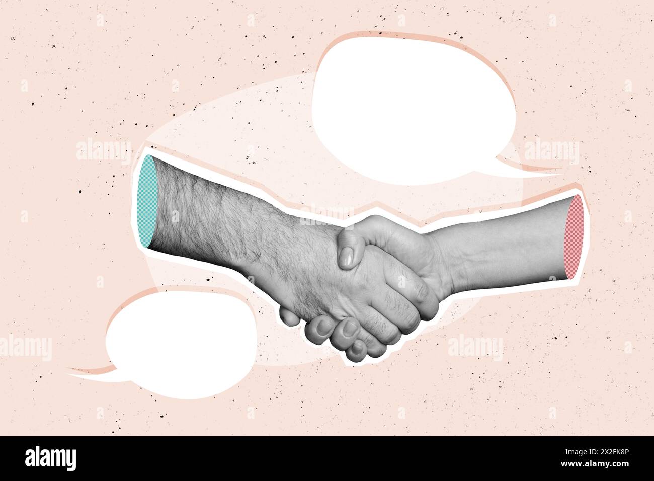 Creative photo collage picture human hands 3d body fragments shake ...