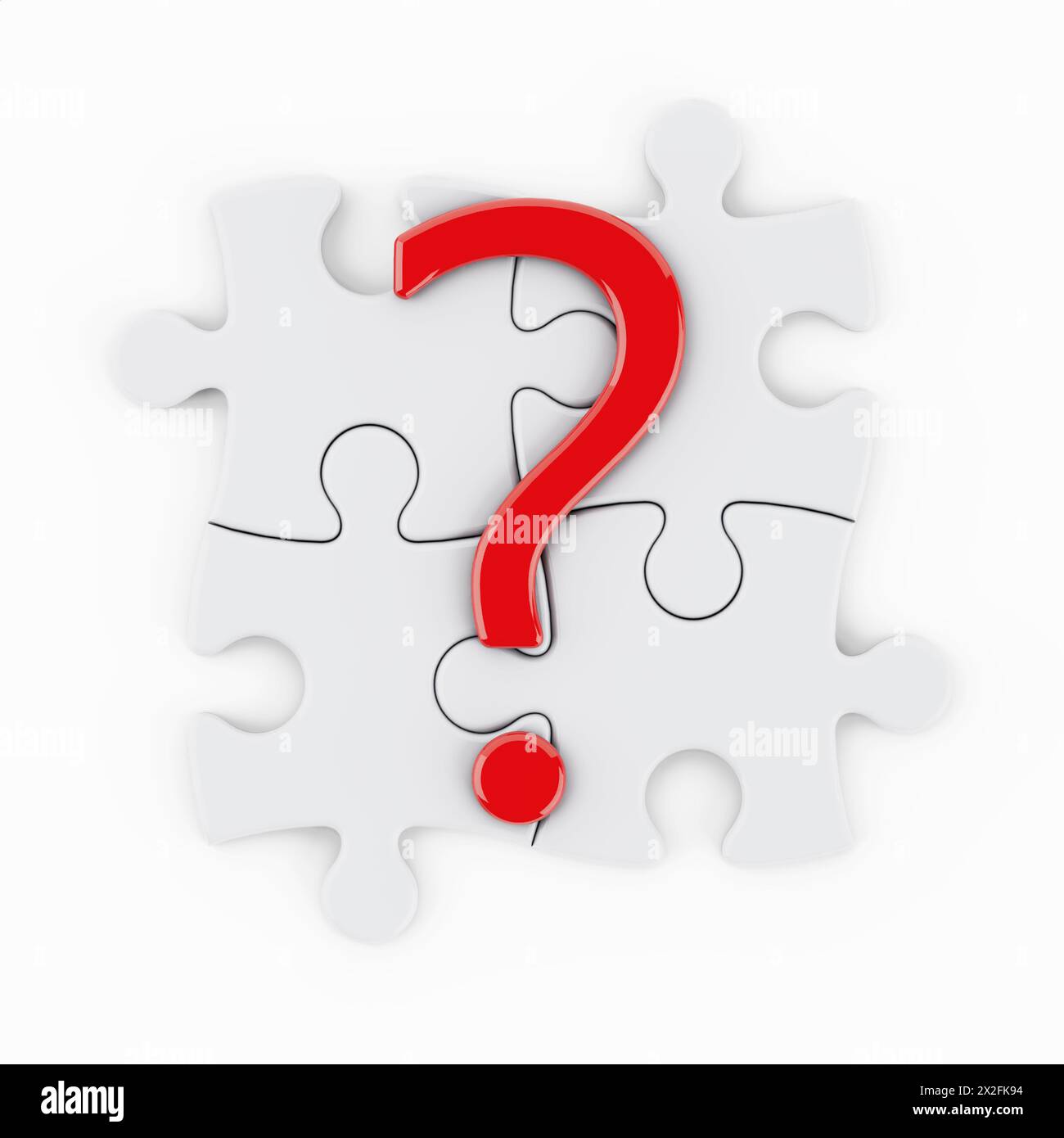 Red Question Mark on a Jigsaw Puzzle on a white background. 3d ...