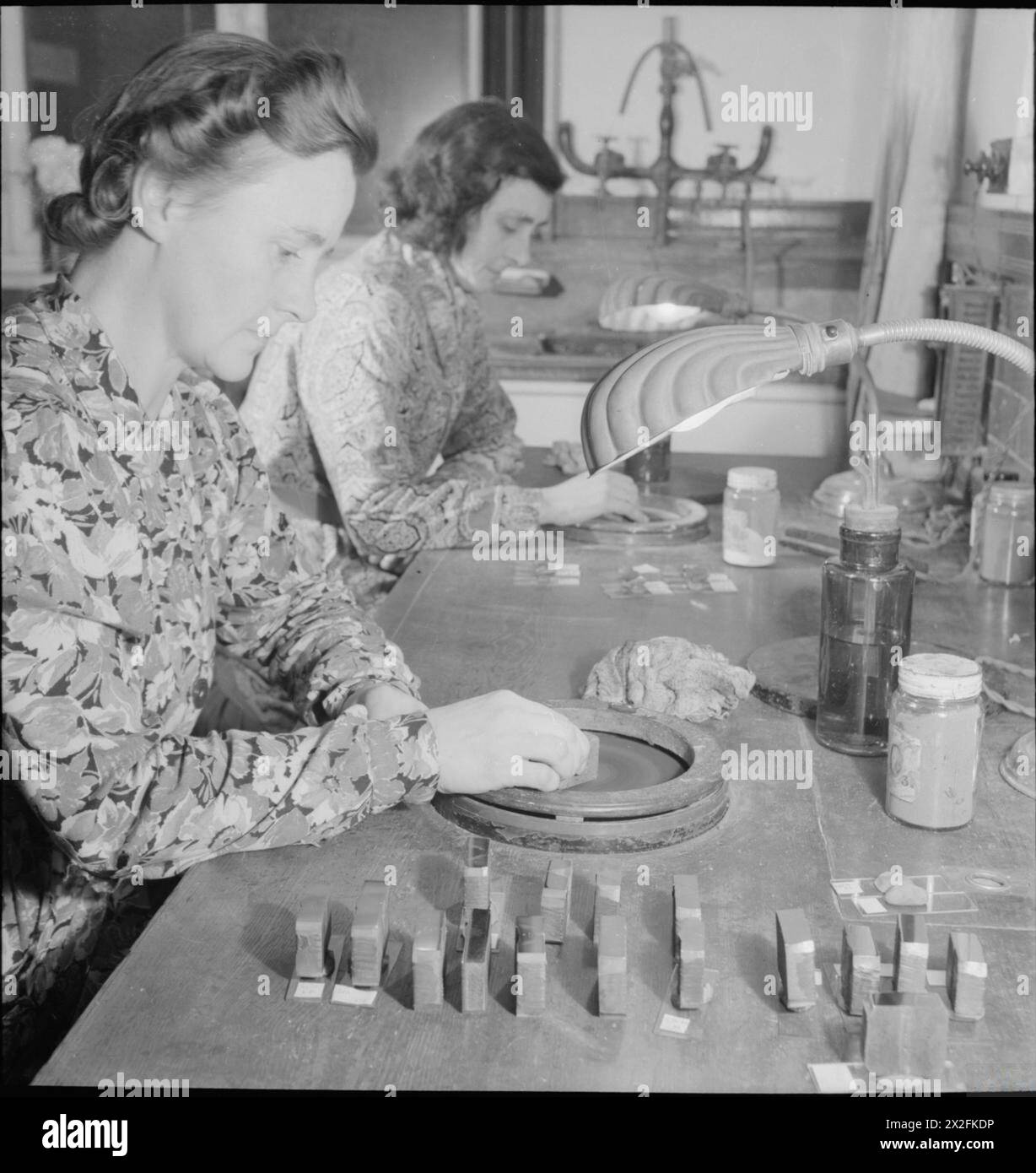 Photograph from 1944 showing two women in the Metallurgy Department at ...