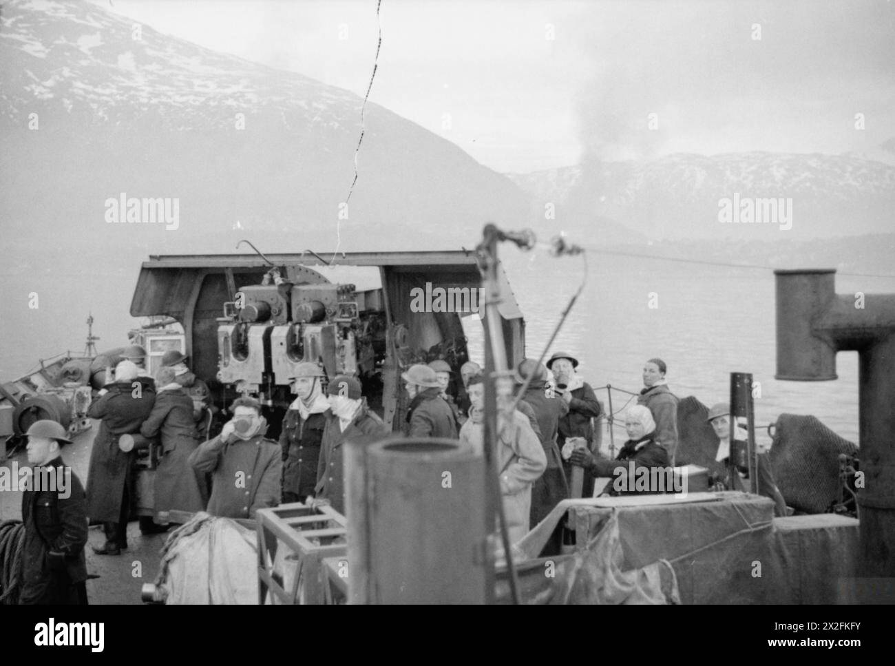 THE NORWEGIAN CAMPAIGN 1940: NAVAL OPERATIONS - A gun's crew closed up ...