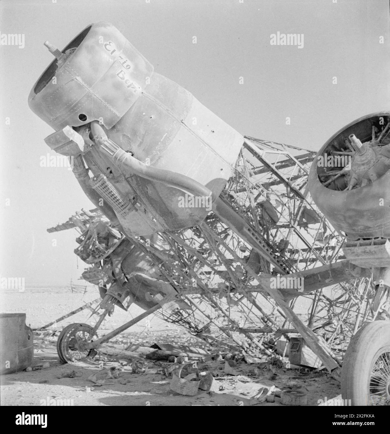Wreckage of an Italian aircraft at an aerodrome near Fort Capuzzo on ...