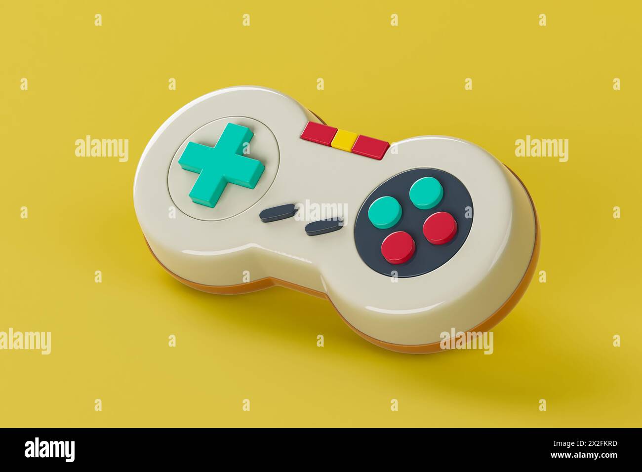 Retro Video Game Joystick Controller on a yellow background. 3d ...