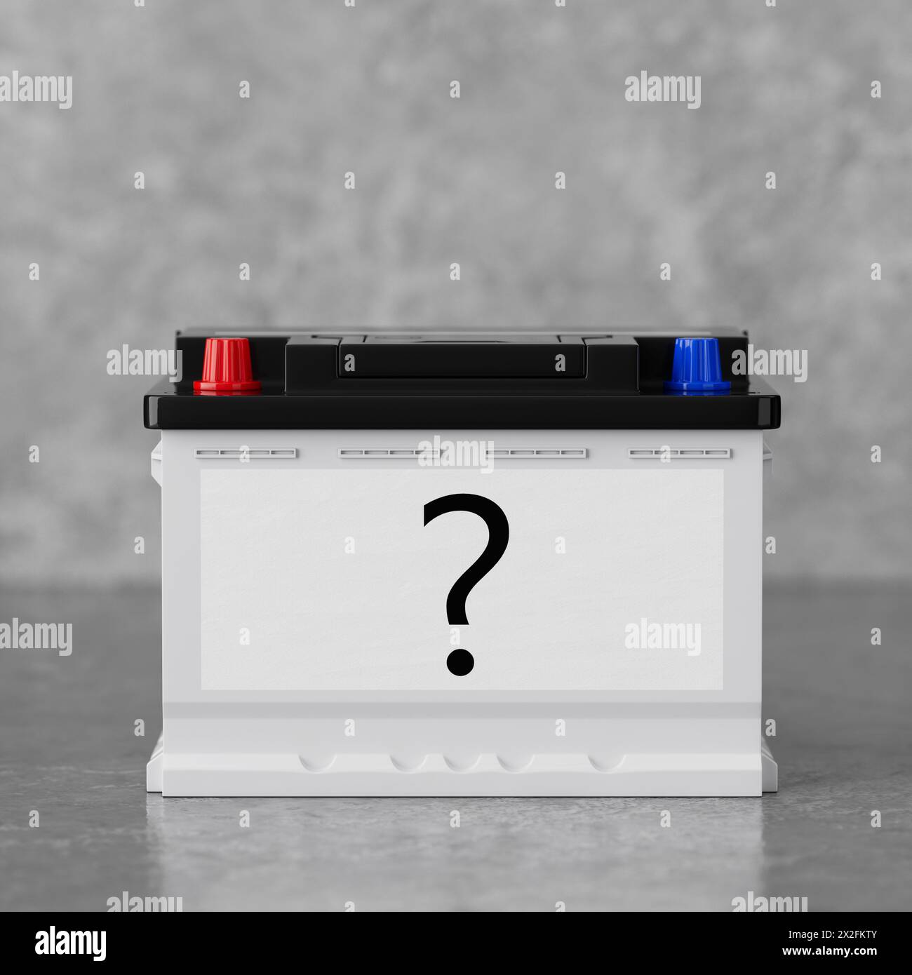 Rechargeable Car Battery 12V Accumulator with Question Mark on a white ...