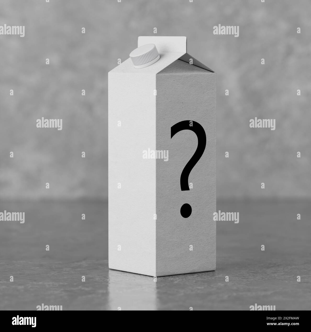 White Milk Cardboard Box Package with Question Mark on a white background. 3d Rendering Stock ...