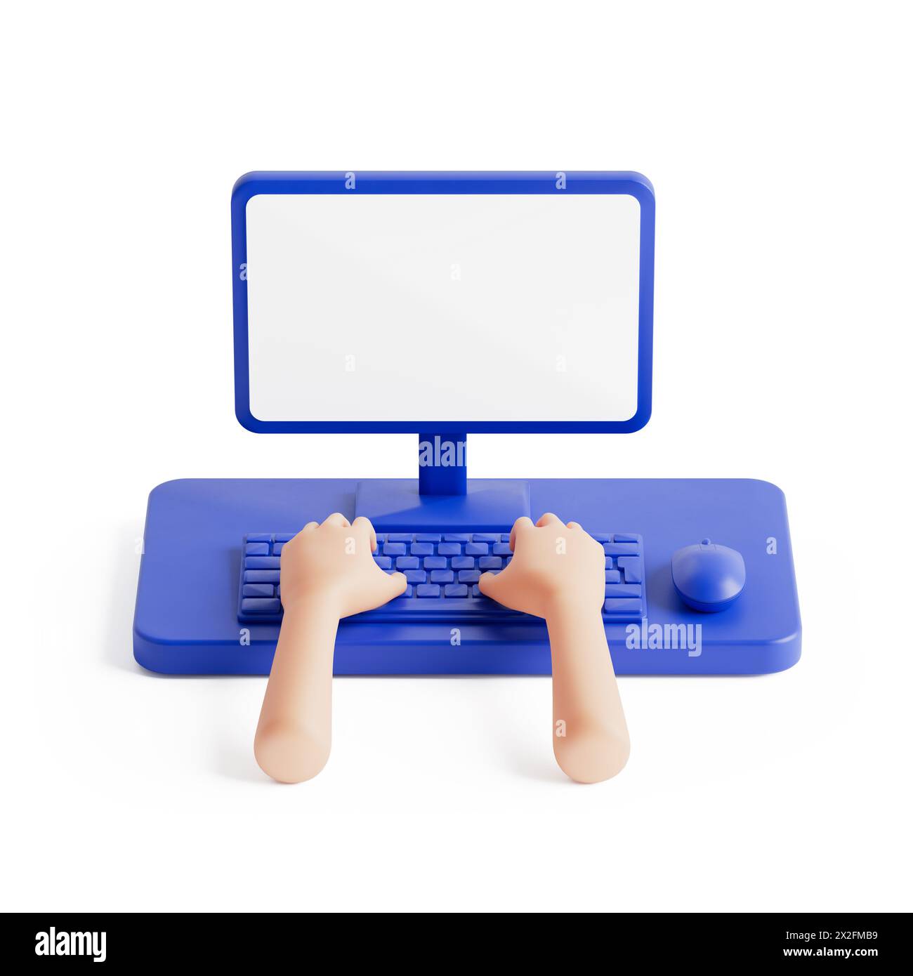 Infographic Isometric Cartoon Scene with Desktop and Hands on a ...