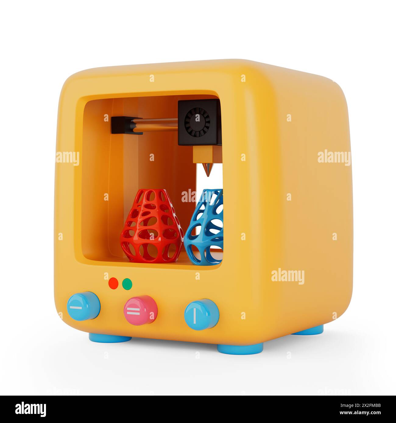 Yellow Abstract Cartoon Toy 3d Printer Icon on a white background. 3d ...