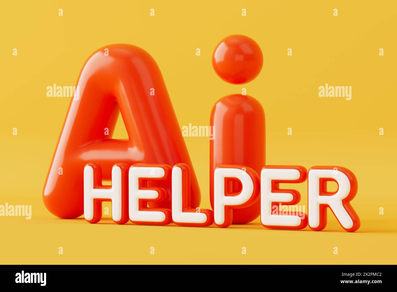 AI Helper Balloon Sign on a yellow background. 3d Rendering Stock Photo ...