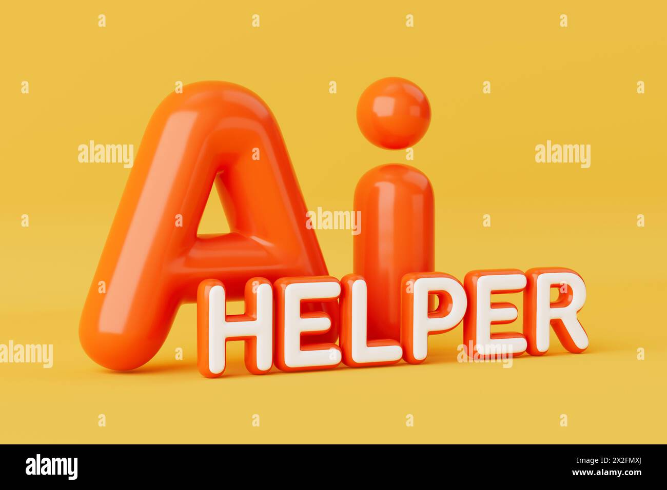 AI Helper Balloon Sign on a yellow background. 3d Rendering Stock Photo ...
