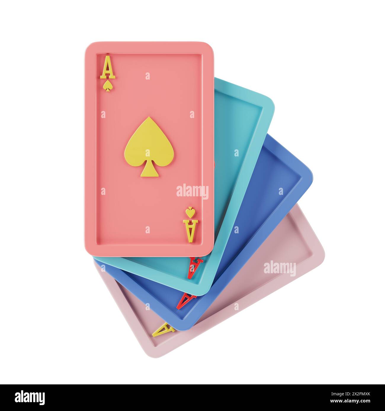 Set of Aces Playing Card Icon on a white background. 3d Rendering Stock ...