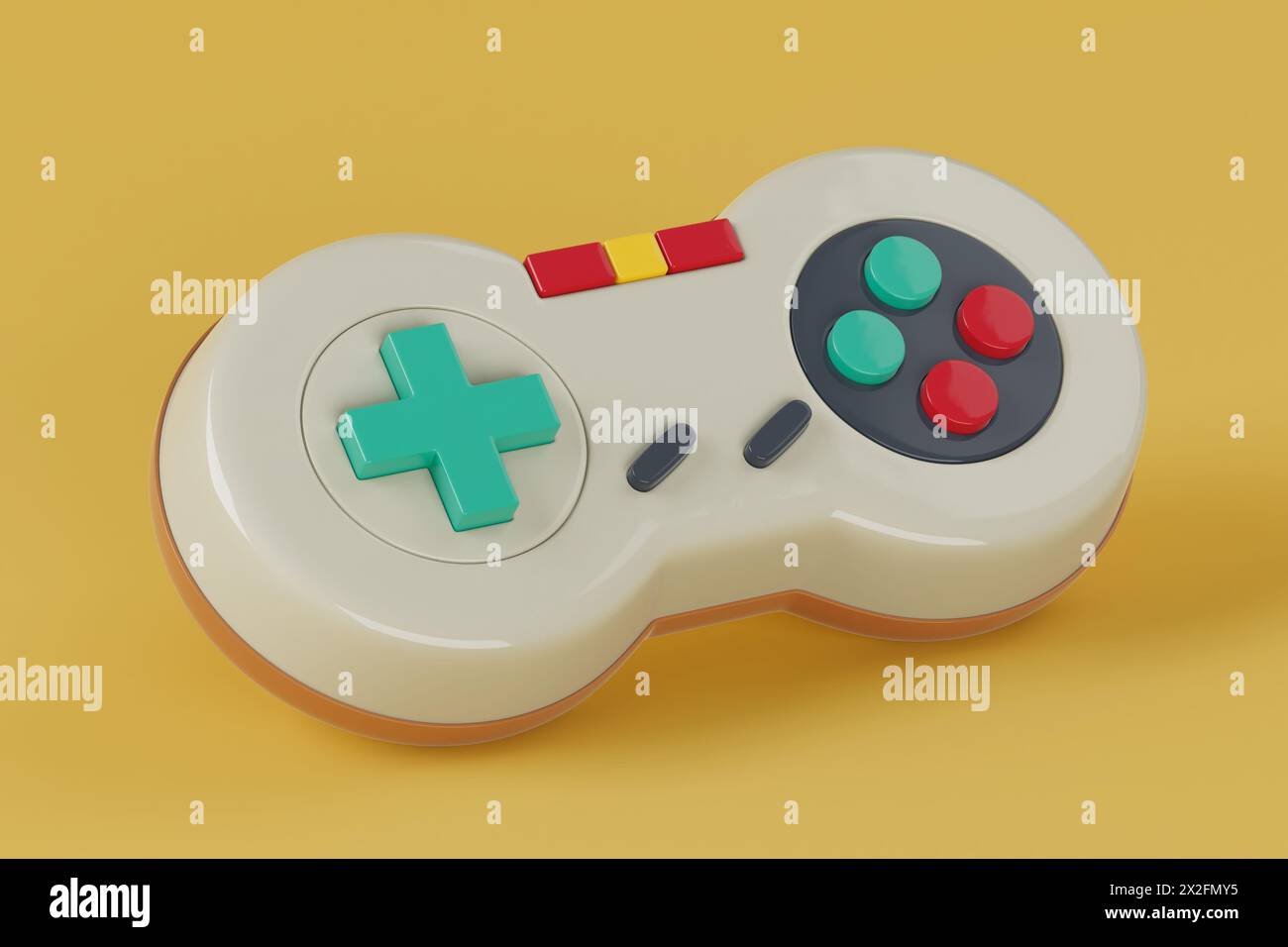 Retro Video Game Joystick Controller on a yellow background. 3d ...