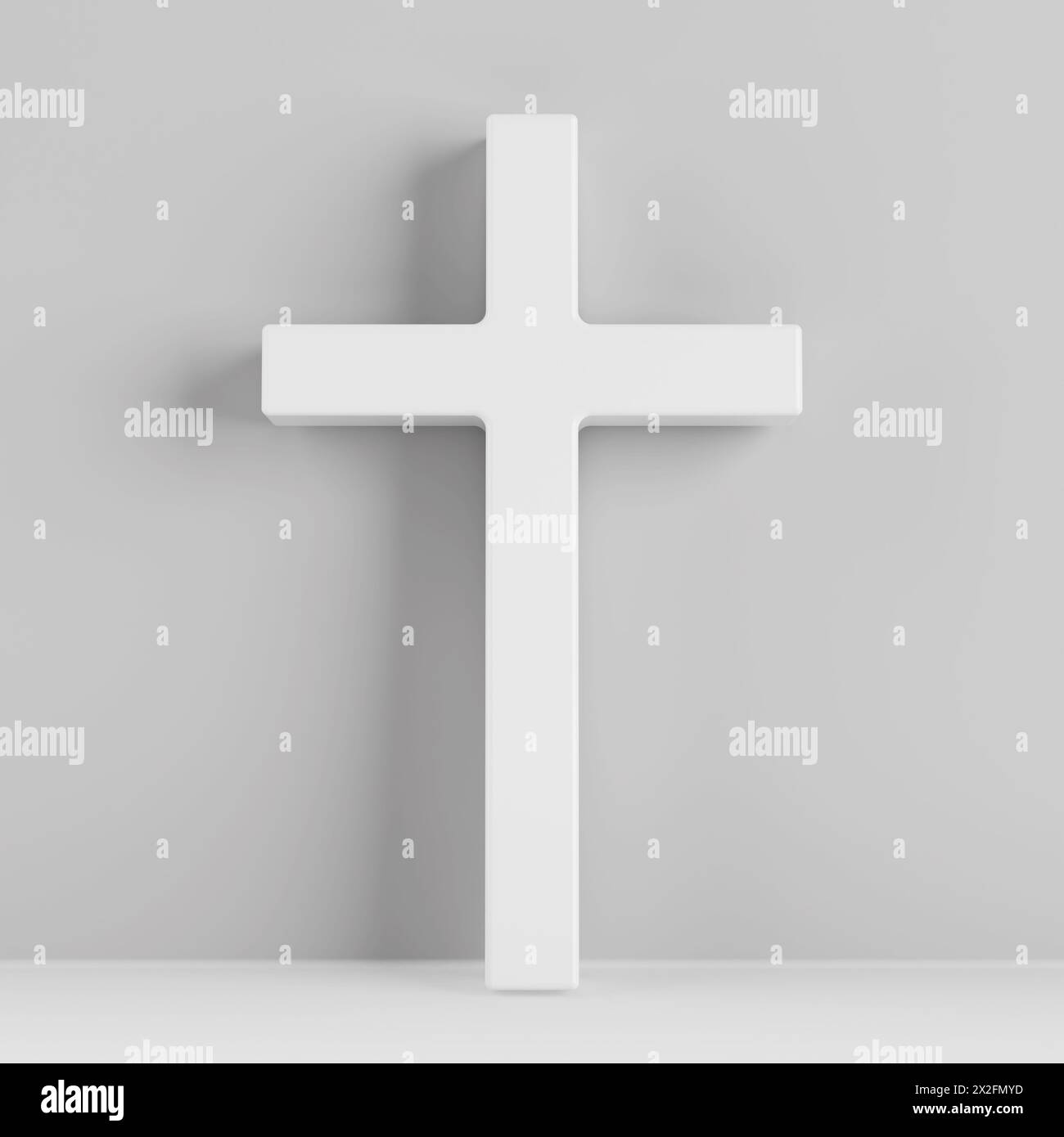 Christianity Symbol White Cross Icon in Clay Style on a white ...