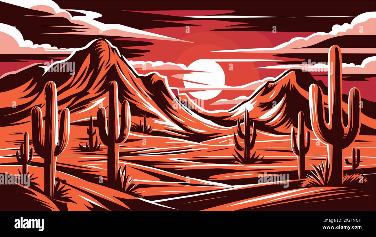 Wild West Desert abstract vector art background Stock Vector Image ...