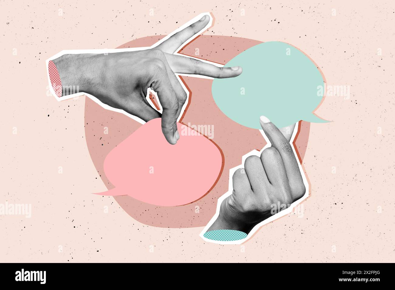 Composite photo collage of people hand hold text box bubble phrase ...