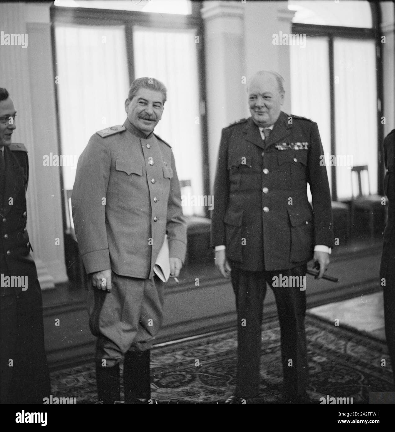 Winston Churchill and Joseph Stalin meet at the Yalta Conference in ...