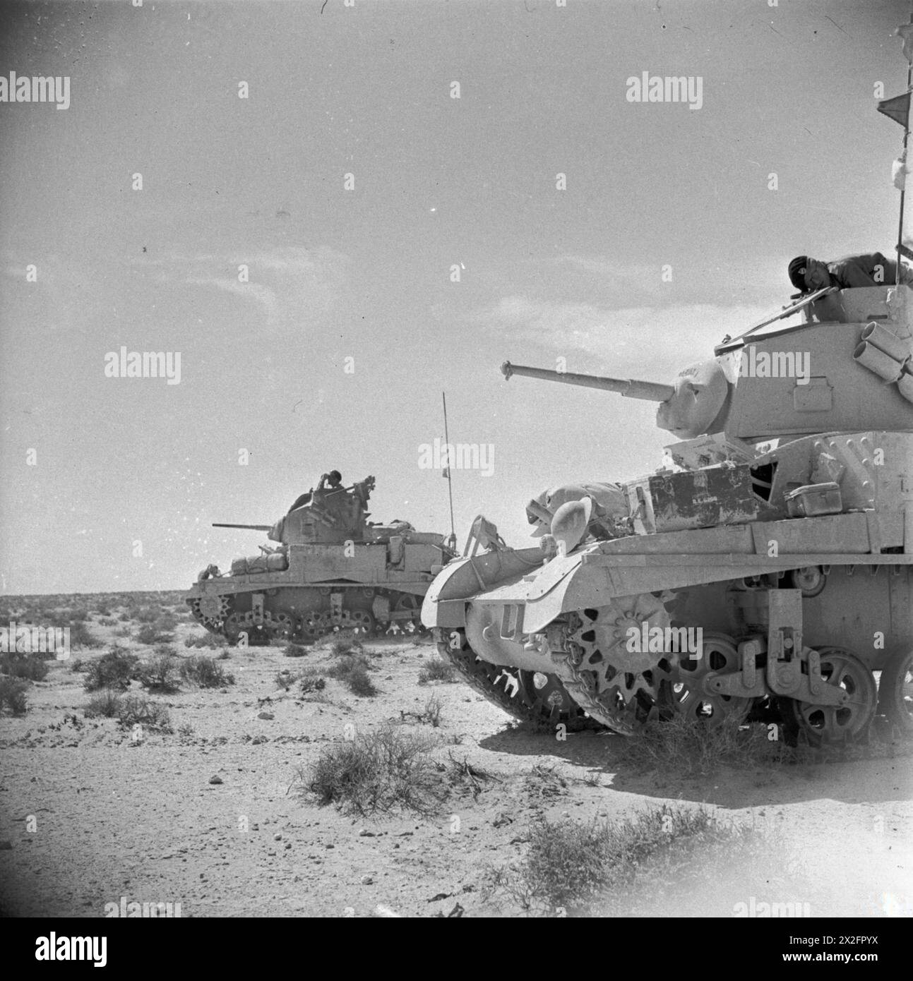 Two Stuart tanks advancing in the Western Desert during British Army ...